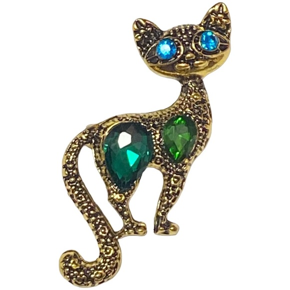 Jewelry | Vintage Inspired Midcentury Modern Rhinestone Cat Brooch Pin ...